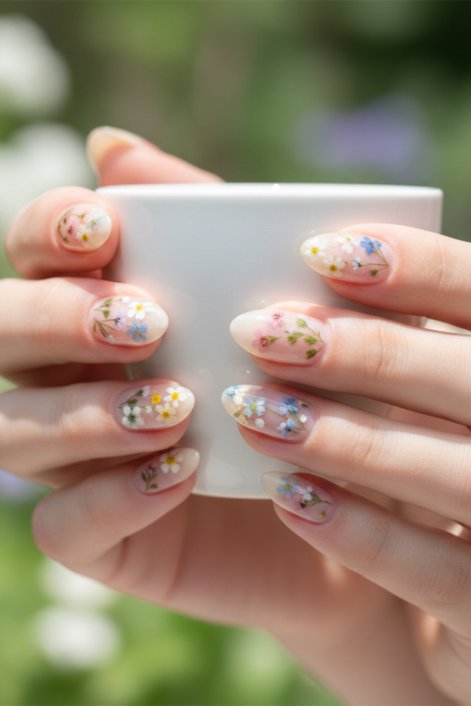 Wildflower Nails Are That Girl Right Now, Soft, Cute, and Lowkey ...